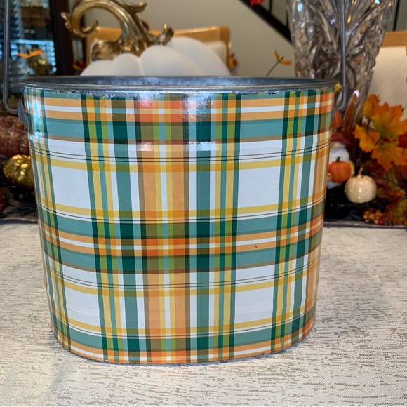 Holiday | Farmhouse Buffalo Check Plaid Metal Bucket | Poshmark